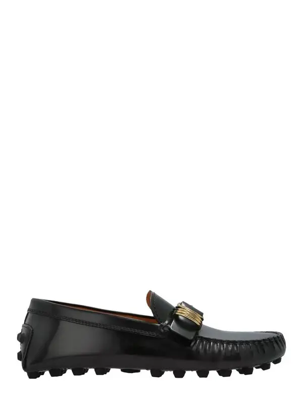 TOD'S Leather Buckle Loafers - Black