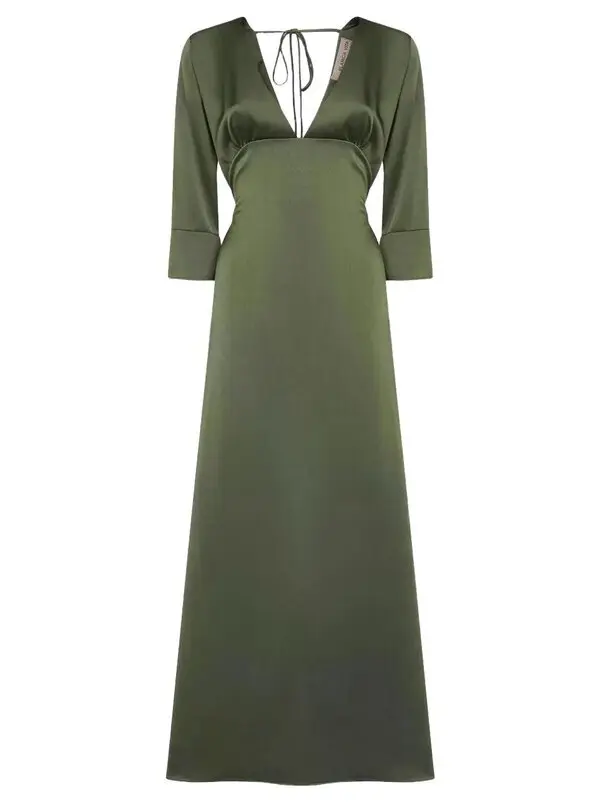 BLANCA VITA Neck-tie Flared Dress - Green