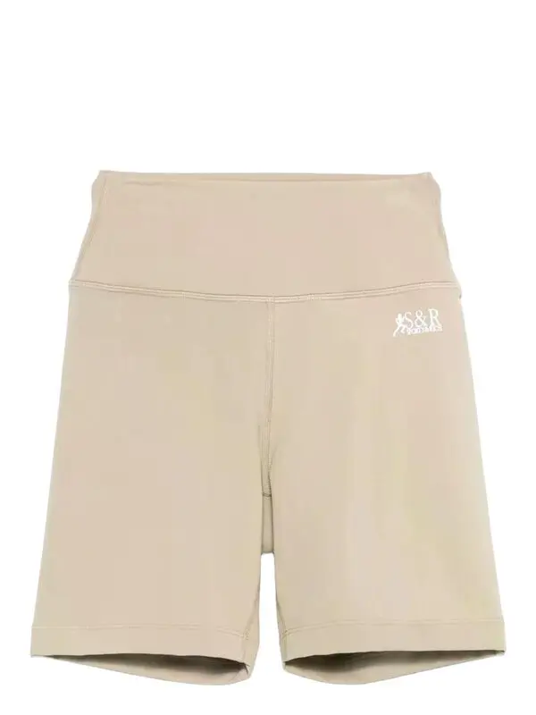 SPORTY & RICH Sr Runner Logo Biker Shorts - Neutrals