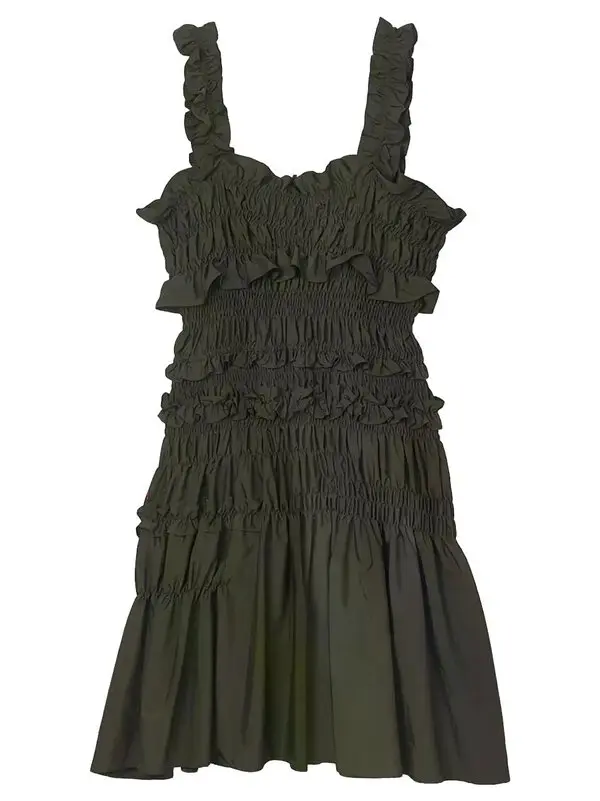 Cecilie Bahnsen Smocked Ruffled Dress - Green