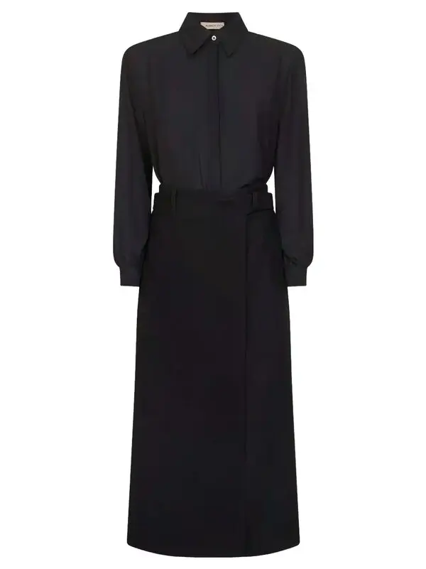 BLANCA VITA Shirt-collar Wrap Dress - Black