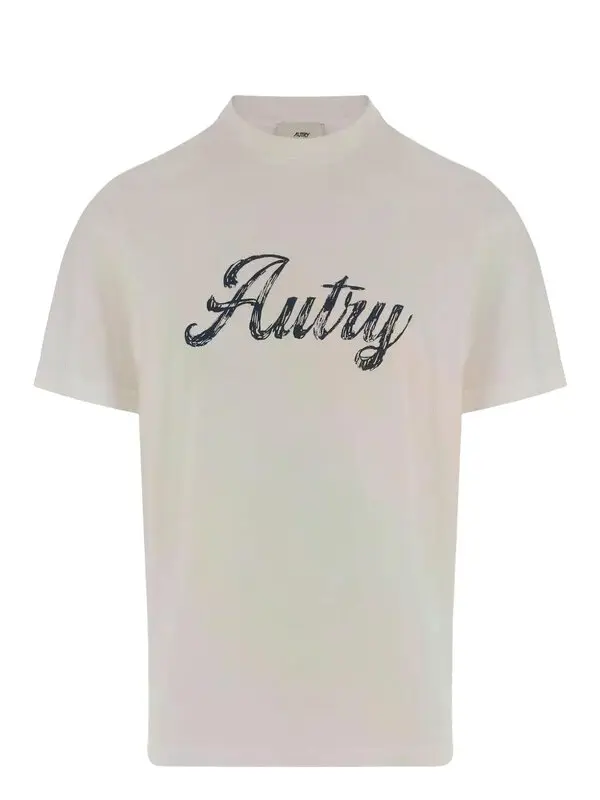 AUTRY Logo-print Cotton T-shirt - Neutrals