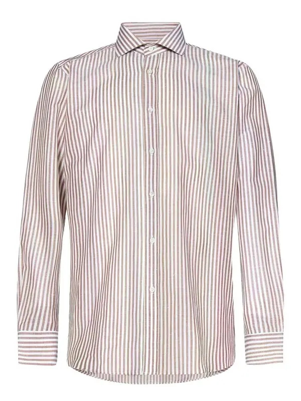 FRANZESE COLLECTION David Beckham Striped Spread-collar Shirt - Neutrals