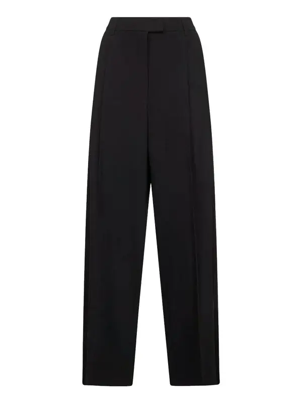BLANCA VITA Pleated Straight-leg Trousers - Black