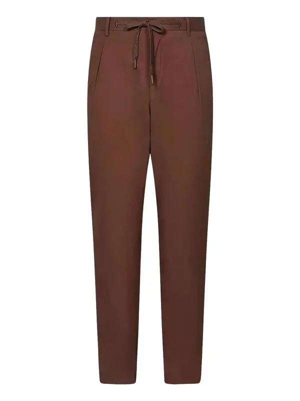 FRANZESE COLLECTION Pleated Drawstring Trousers - Brown