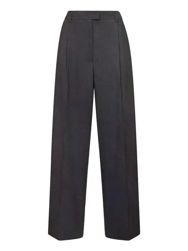 BLANCA VITA Pleated Wide-leg Trousers - Grey