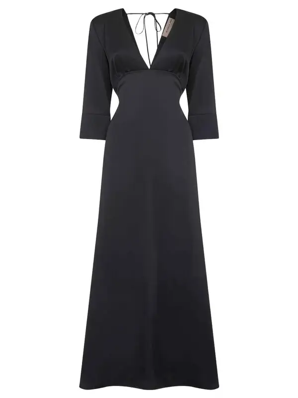 BLANCA VITA Neck-tie Flared Maxi Dress - Blue