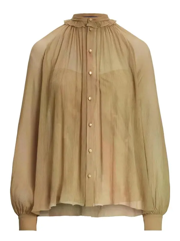 Ralph Lauren Pleated Mock-neck Blouse - Neutrals