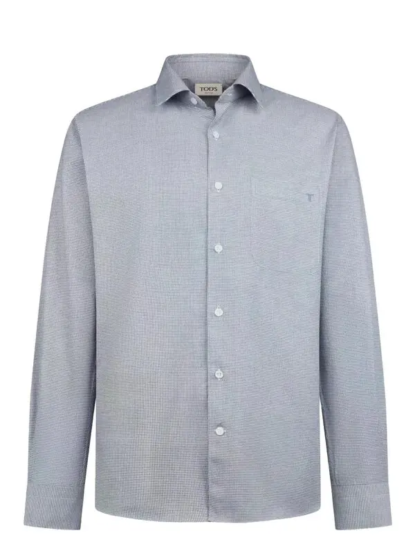 TOD'S Houndstooth Long-sleeved Shirt - Blue