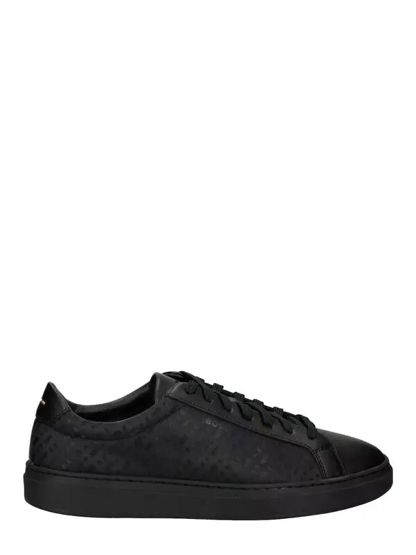 BOSS Patterned Leather Sneakers - Black