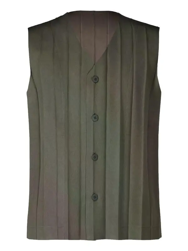 Issey Miyake Pleated Button-front Vest - Brown