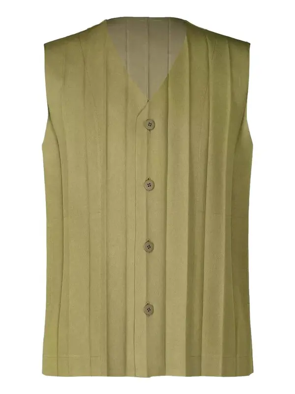 Issey Miyake Pleated Button-front Vest - Green
