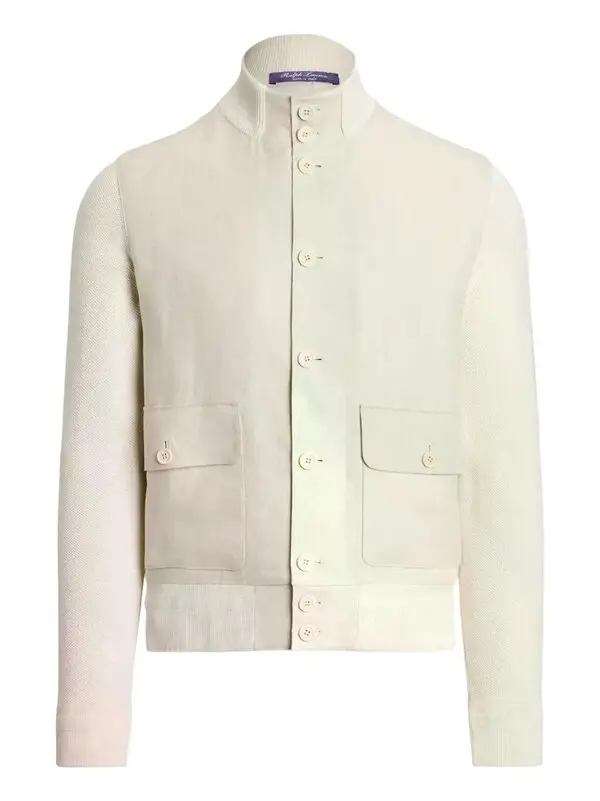 Ralph Lauren Purple Label Buttoned Bomber Jacket - White