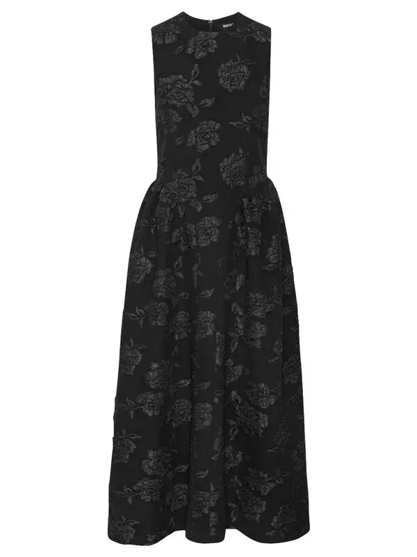 ROTATE BY BIRGER CHRISTENSEN Floral-jacquard Midi Dress - Black