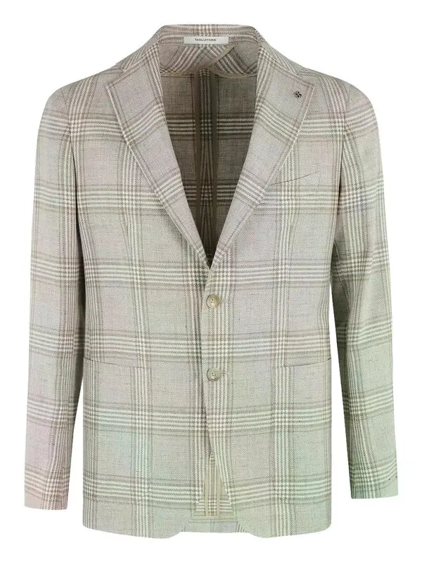 Tagliatore Checked Linen Jacket - Grey