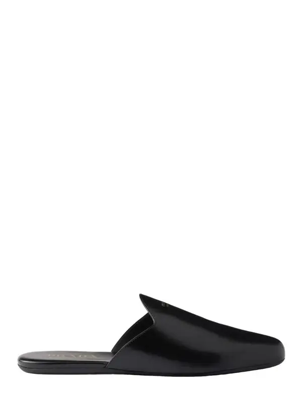 Prada Embossed-logo Leather Mules - Black