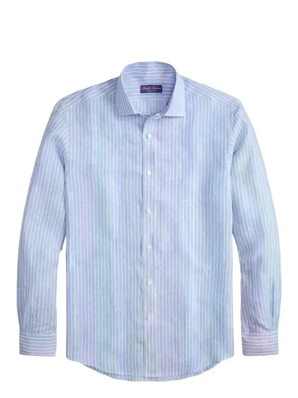 Ralph Lauren Purple Label Striped Linen Shirt - Blue