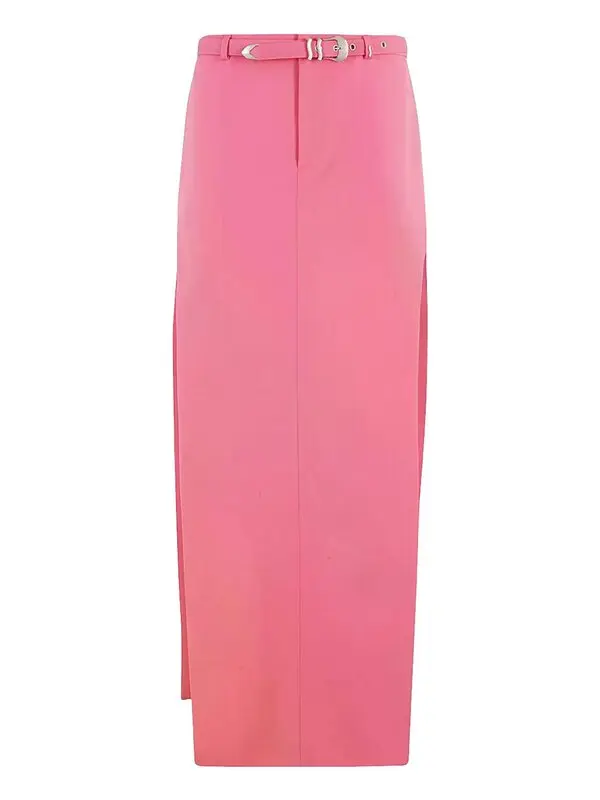 SSHEENA Belted Pencil Skirt With Slit - Pink