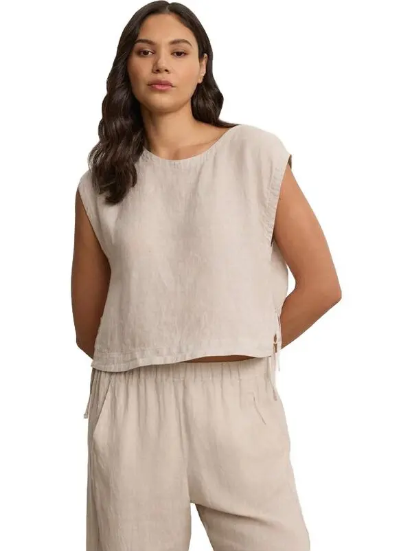 Velvet By Graham & Spencer Tavia Linen Top - Natural