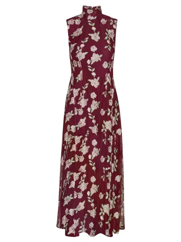 Remain Birger Christensen Floral-embroidered Sleeveless Maxi Dress - Red