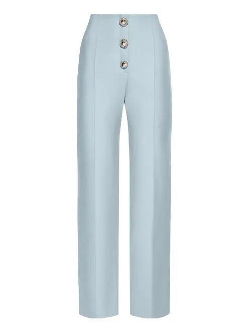 Oscar De La Renta Button-detailed Wool Pants - Blue
