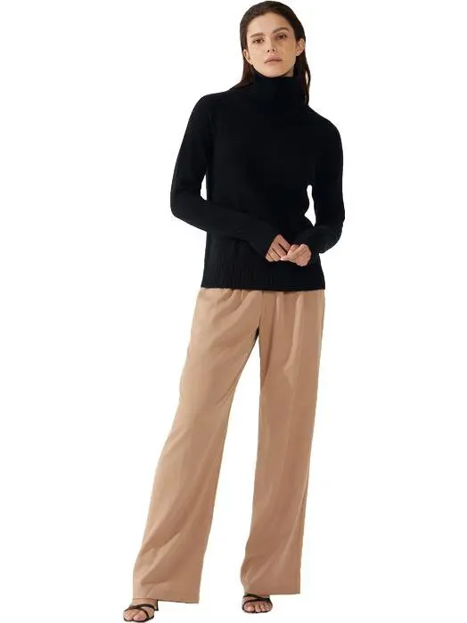 ITALIC Emma Cashmere Relaxed Turtleneck Sweater - Black