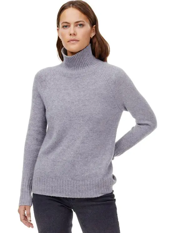 ITALIC Emma Cashmere Relaxed Turtleneck Sweater - Heather Gray