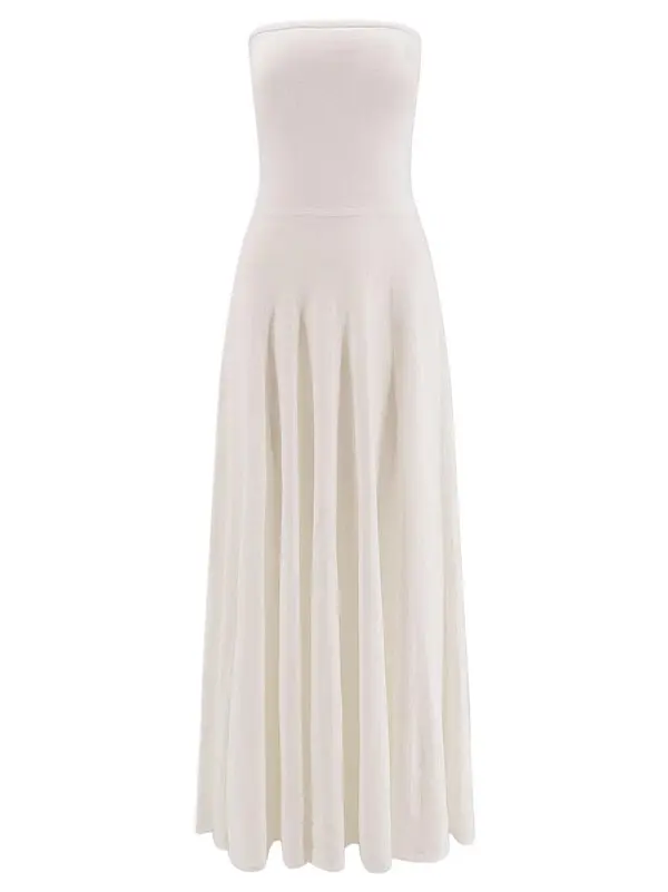 Alaïa Linen Blend Maxi Dress - White