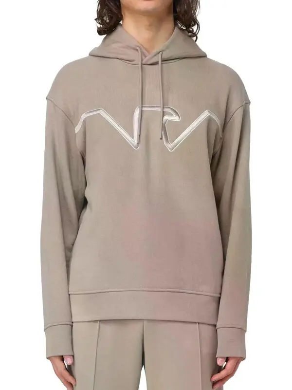 Emporio Armani Embroidered Logo Hoodie - Neutrals