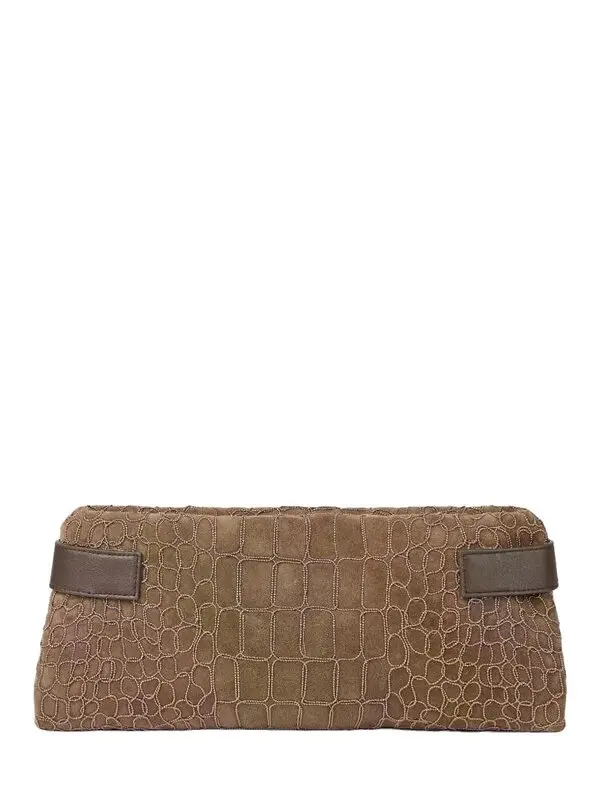 Brunello Cucinelli Essence Crocodile-embossed Clutch - Brown