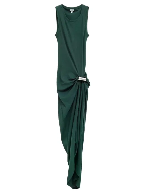 Loewe Draped Ribbed Dress - Green
