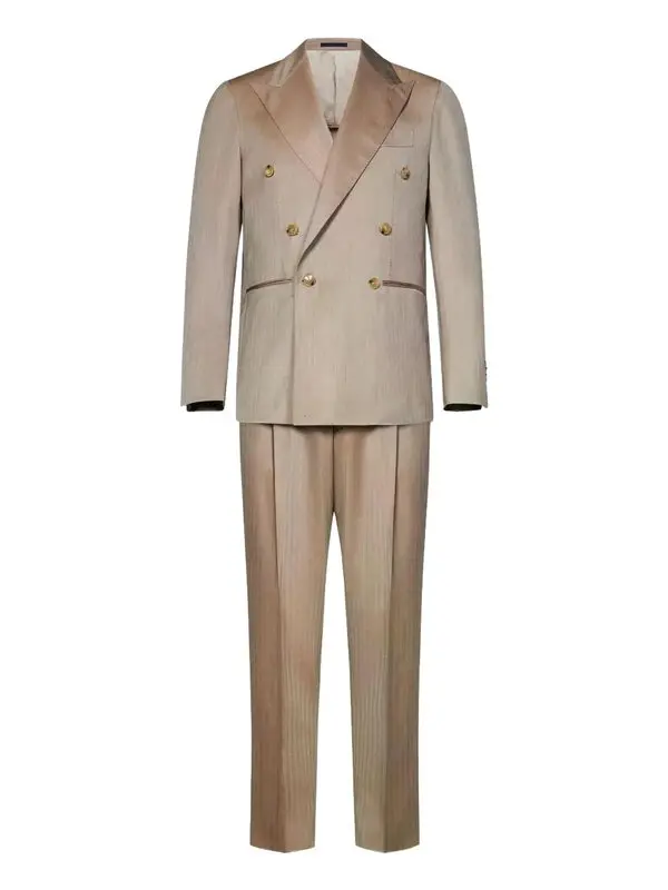 FRANZESE COLLECTION Double-breasted Wool Suit - Brown