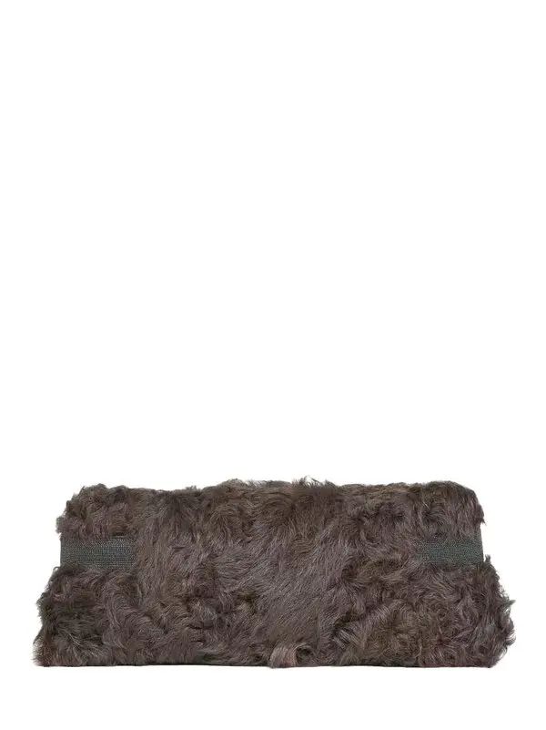 Brunello Cucinelli Wavy Shearling Clutch - Brown