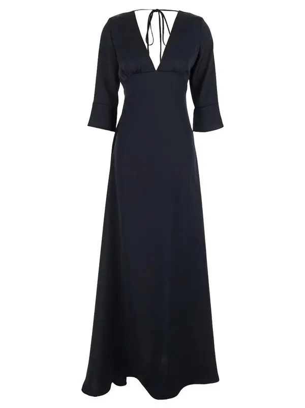 PLAIN Cady Maxi Dress With Bow - Blue