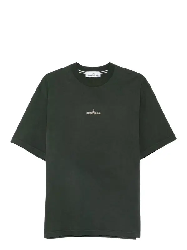 Stone Island Logo-embroidered Cotton T-shirt - Green