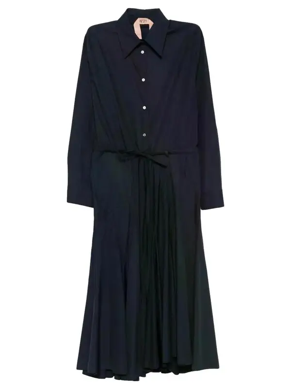 N°21 Button-down Flared Midi Dress - Blue