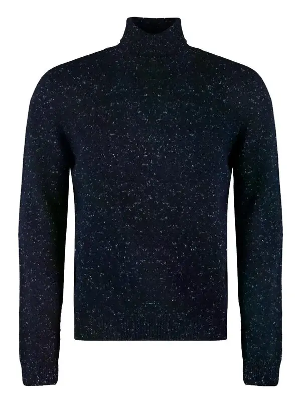 THE (ALPHABET) Speckled Cashmere Turtleneck Sweater - Blue