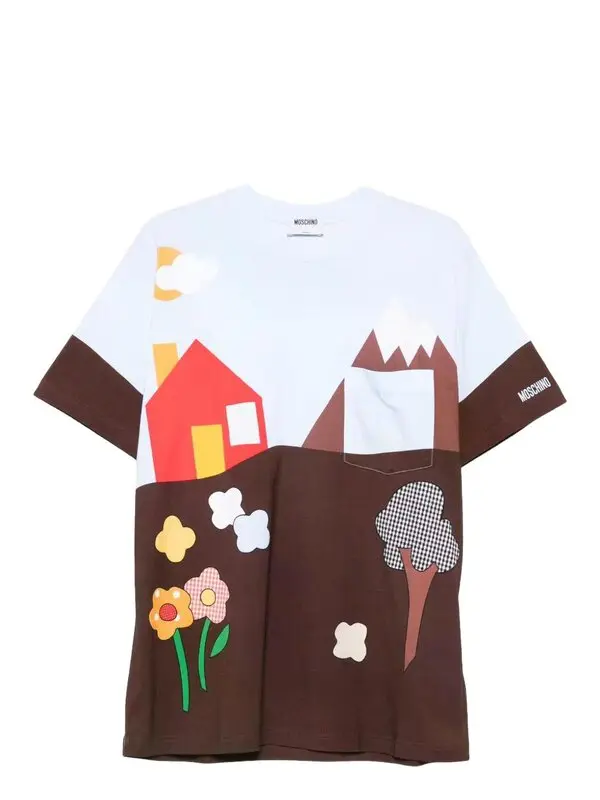 Moschino House-mountain Print T-shirt - Blue