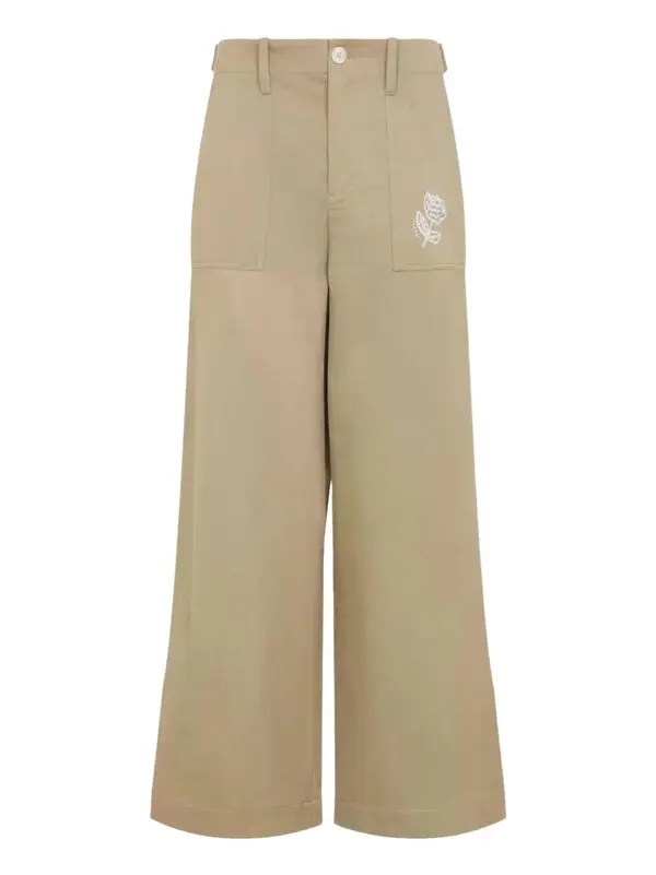 Marni Rose-embroidered Pocket Trousers - Neutrals