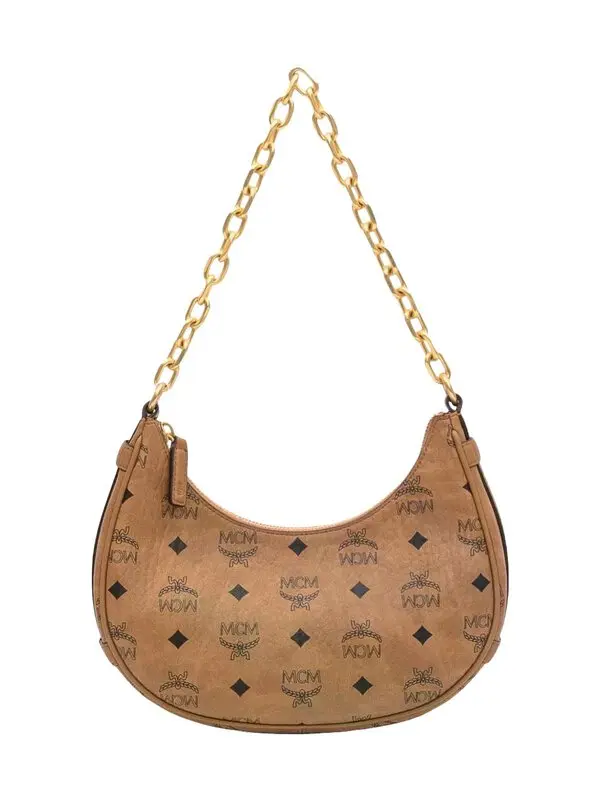 Mcm Aren Monogram-pattern Chain Bag - Brown