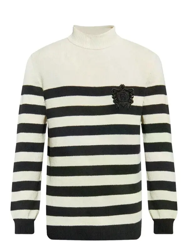 Balmain Striped-pattern Turtleneck Sweater - Neutrals