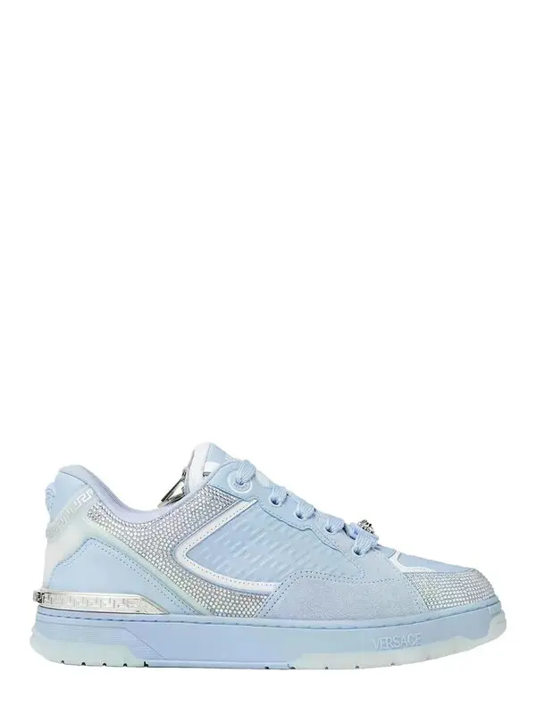 Versace Biggie Basket Crystal-embellished Sneakers - Blue