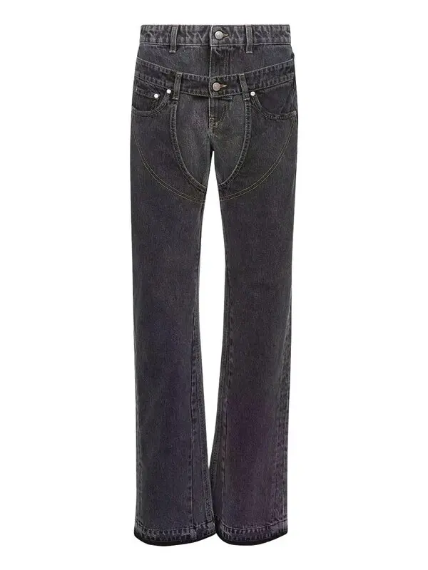 Stella McCartney Two-tone Jeans With Double Waistband - Grey
