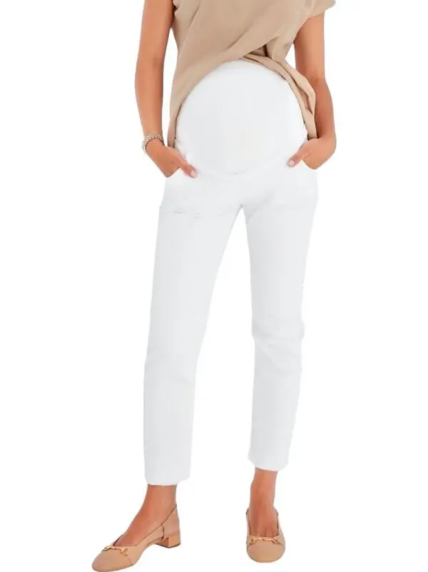 ACCOUCHEE Non-denim Maternity Pants - White