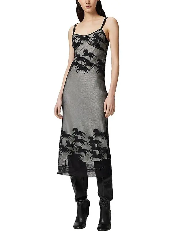 Pinko Printed Midi Dress - Black/ White