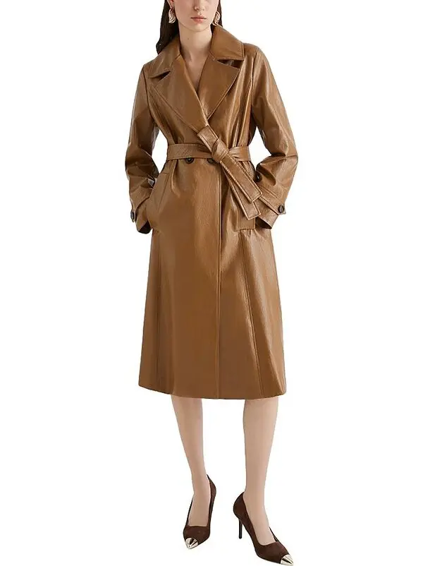Marella Soledad Faux Leather Overcoat - Tobacco
