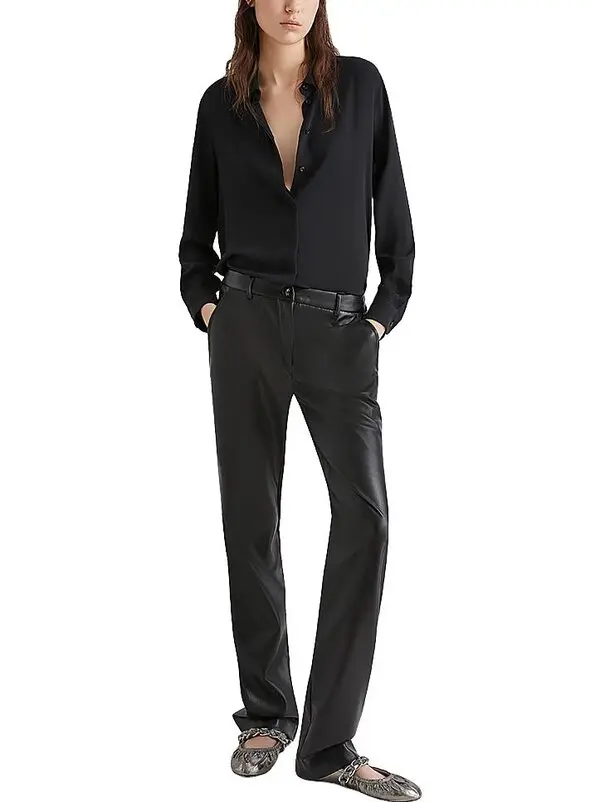 Marella Faux Leather Straight Leg Trousers - Black
