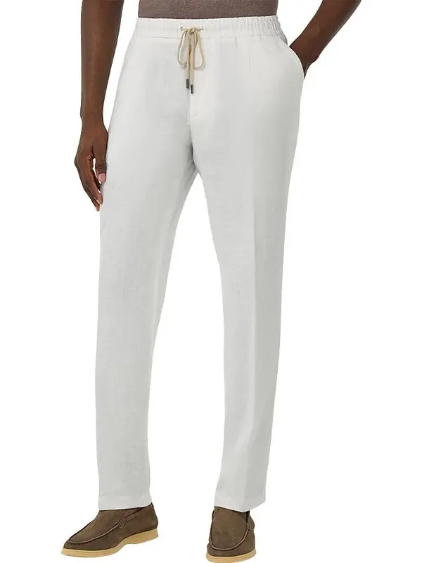Boggi Milano City Linen Tapered Trousers - White