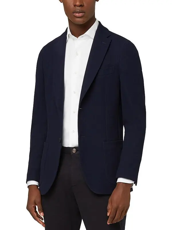 Boggi Milano Cotton Crepe Blazer - Navy Blue