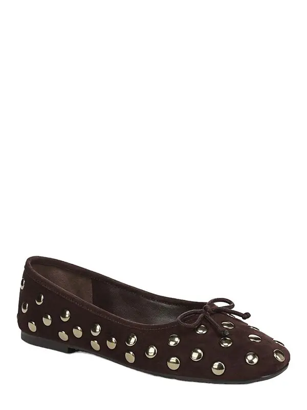 Sam Edelman Alie Stud Leather Ballet Flats - Brown